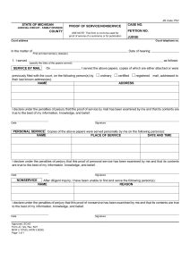 Proof of Service Michigan - Download Official PDF